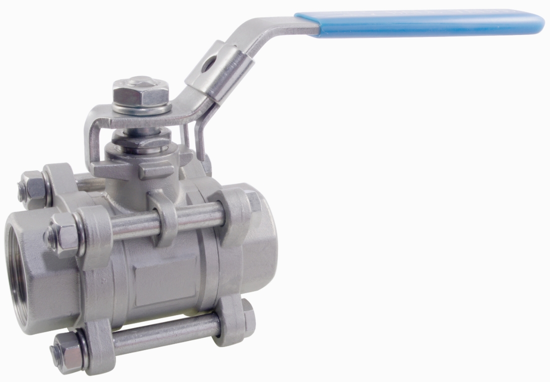 Three Piece Full Bore Ball Valve NPT 1000PSI 316 Stainless Steel - NERO ...