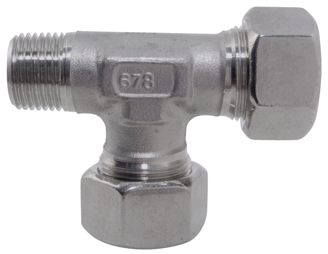 Male Run Tee BSPT Single Ferrule 316 Stainless Steel - NERO Pipeline ...